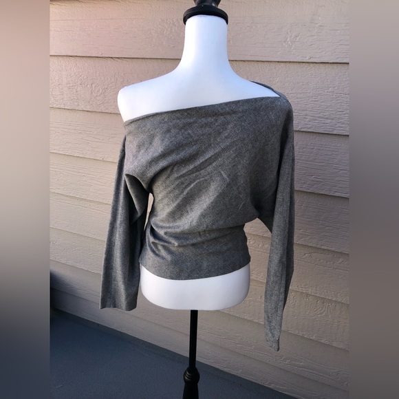 Zara | Tops | Zara One Shoulder Or Boat Neck Blouse With Fitted ...